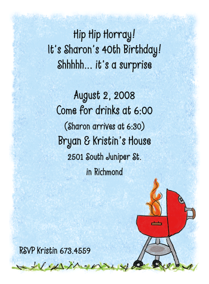 Cookout Invitation Wording Samples