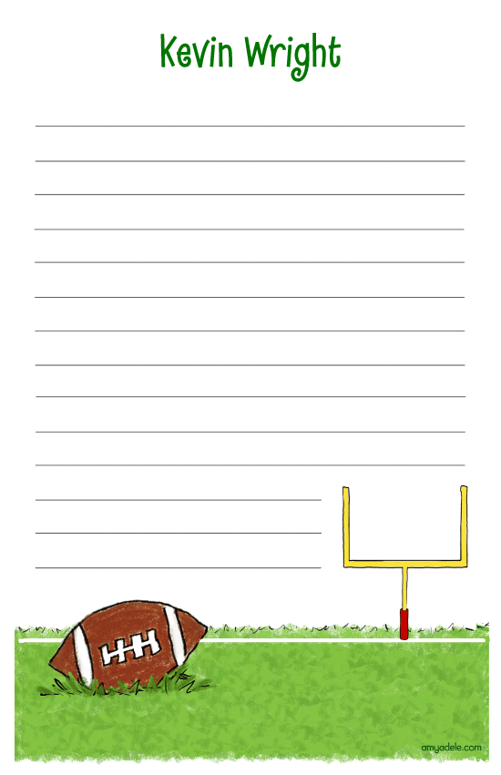Football Note Pad by Amy Adele